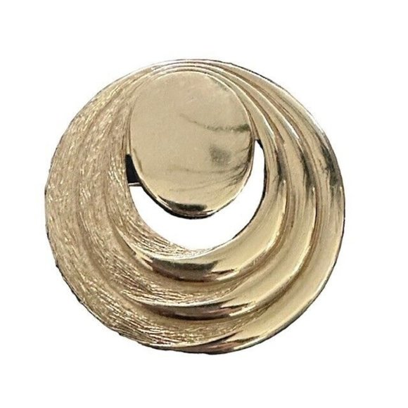 Monet | Jewelry | Vintage Monet Shiny Textured Gold Tone Pierced Swirl ...